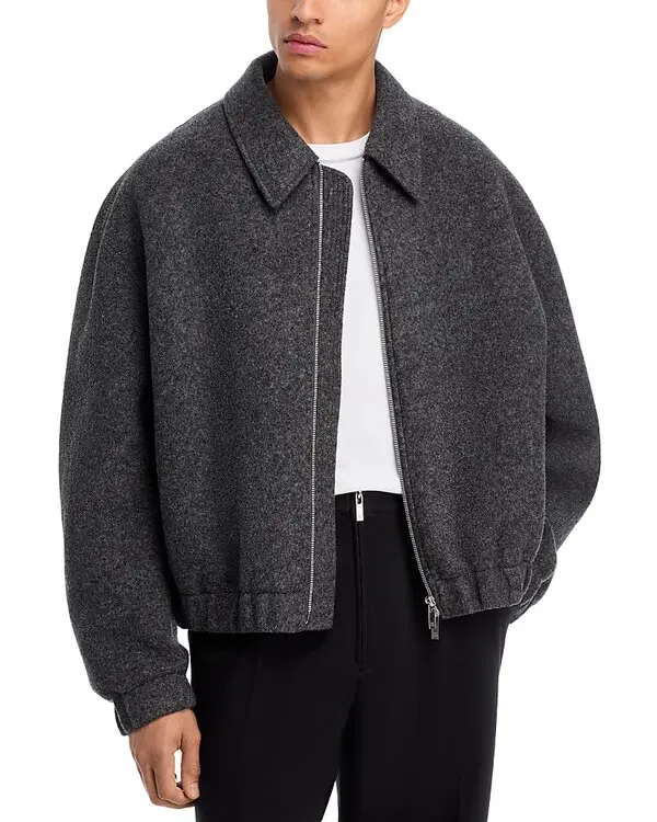 Helmut Lang Relaxed Fit Bomber Jacket - Gray Melange/Black
